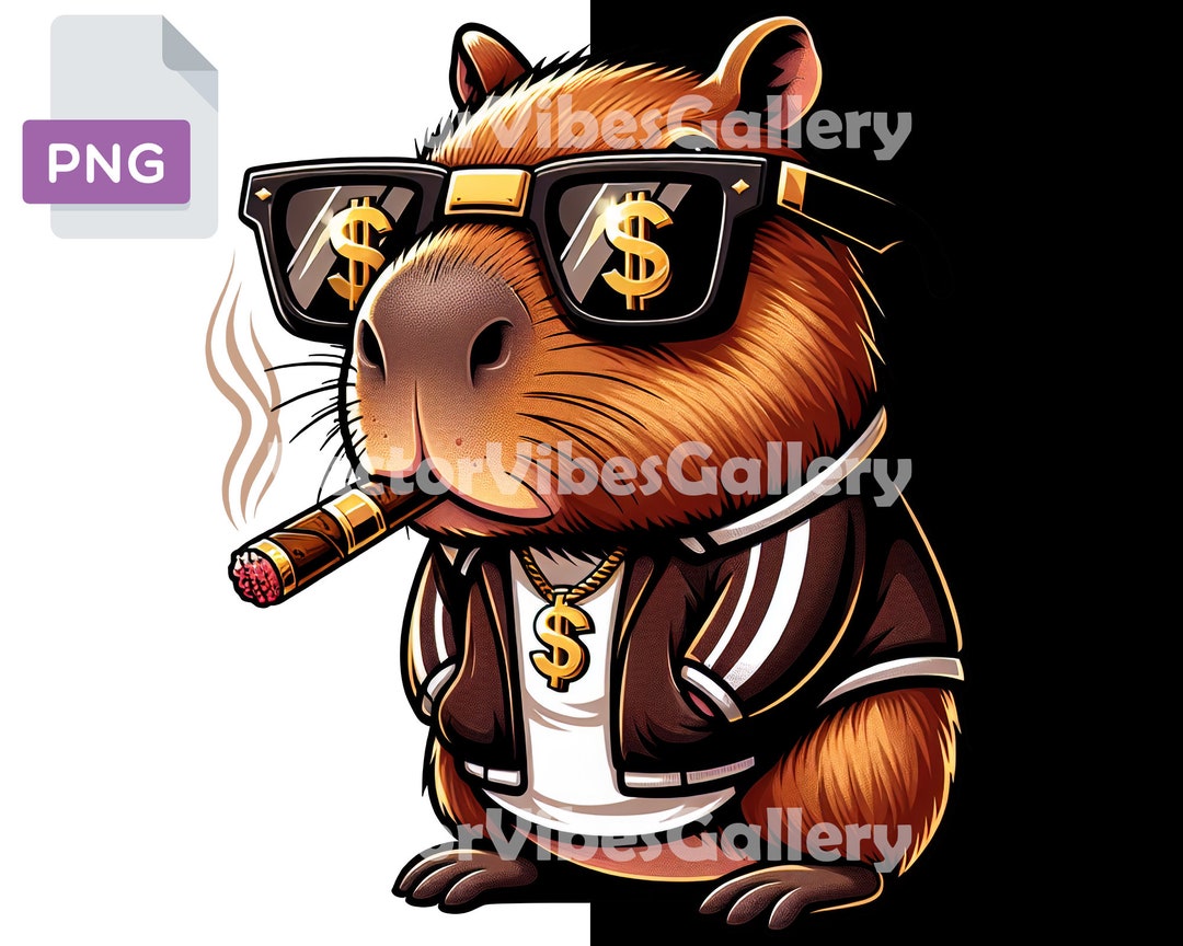 Gangster Rich Capybara Smoking Cigar Png, Urban Sublimation Design, DTF ...