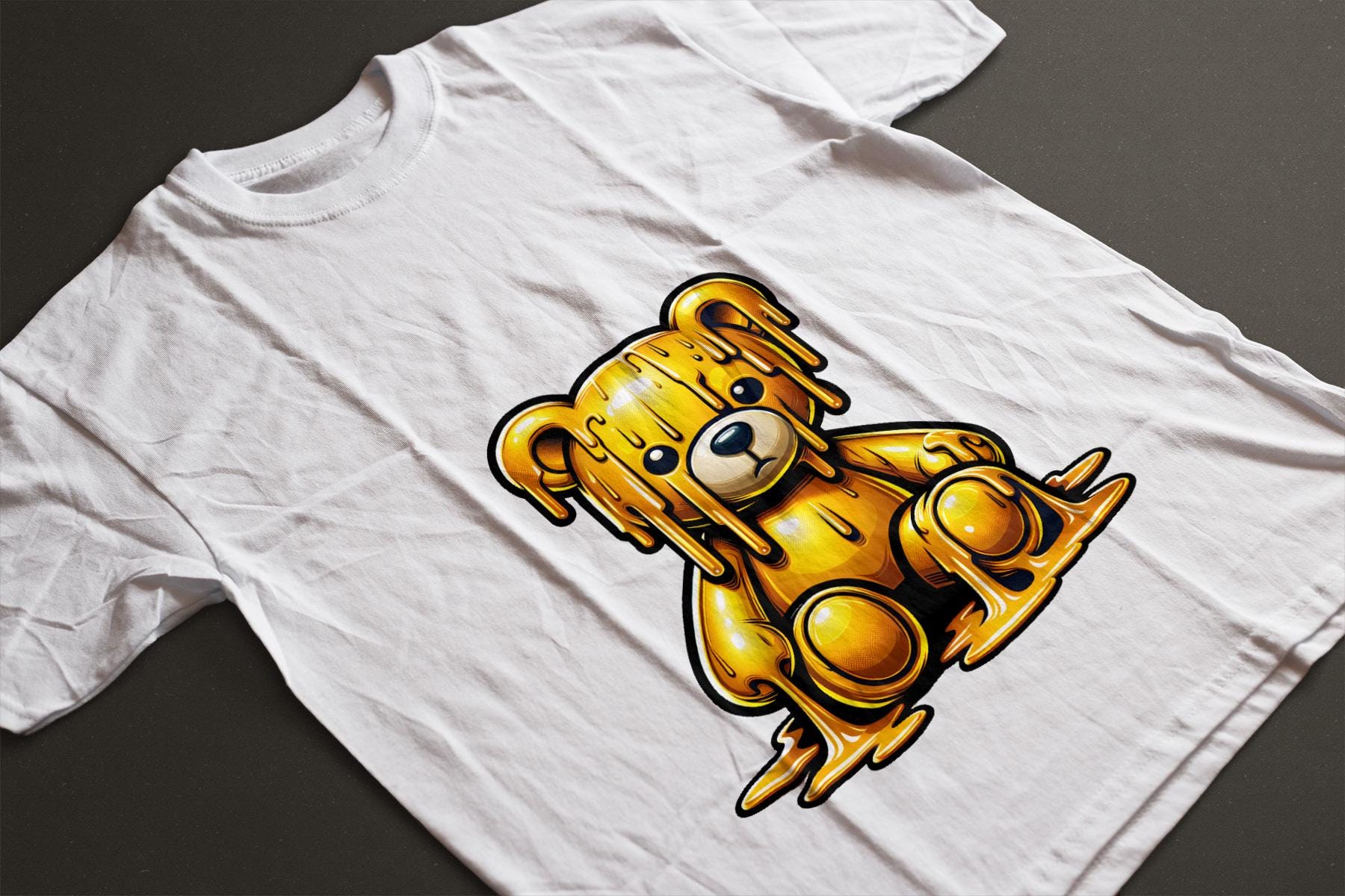 Dripping Golden Teddy Bear Png, Urban Graphics Sublimation Design, Gold ...