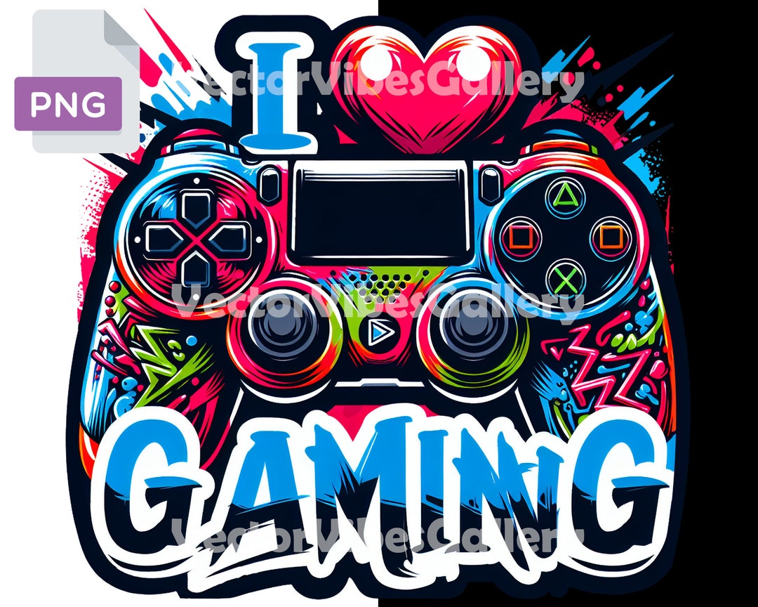 I Love Gaming Png, Urban Sublimation Design With Splashes of Color, Graffiti Clipart, Gamer ...