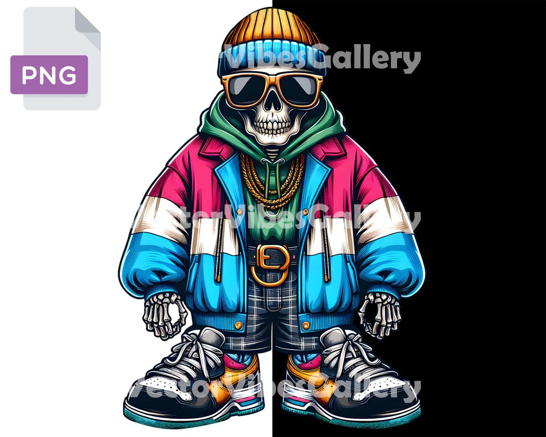Hip Hop Skeleton PNG – Streetwear Skull Graphic (digital Download) - Etsy