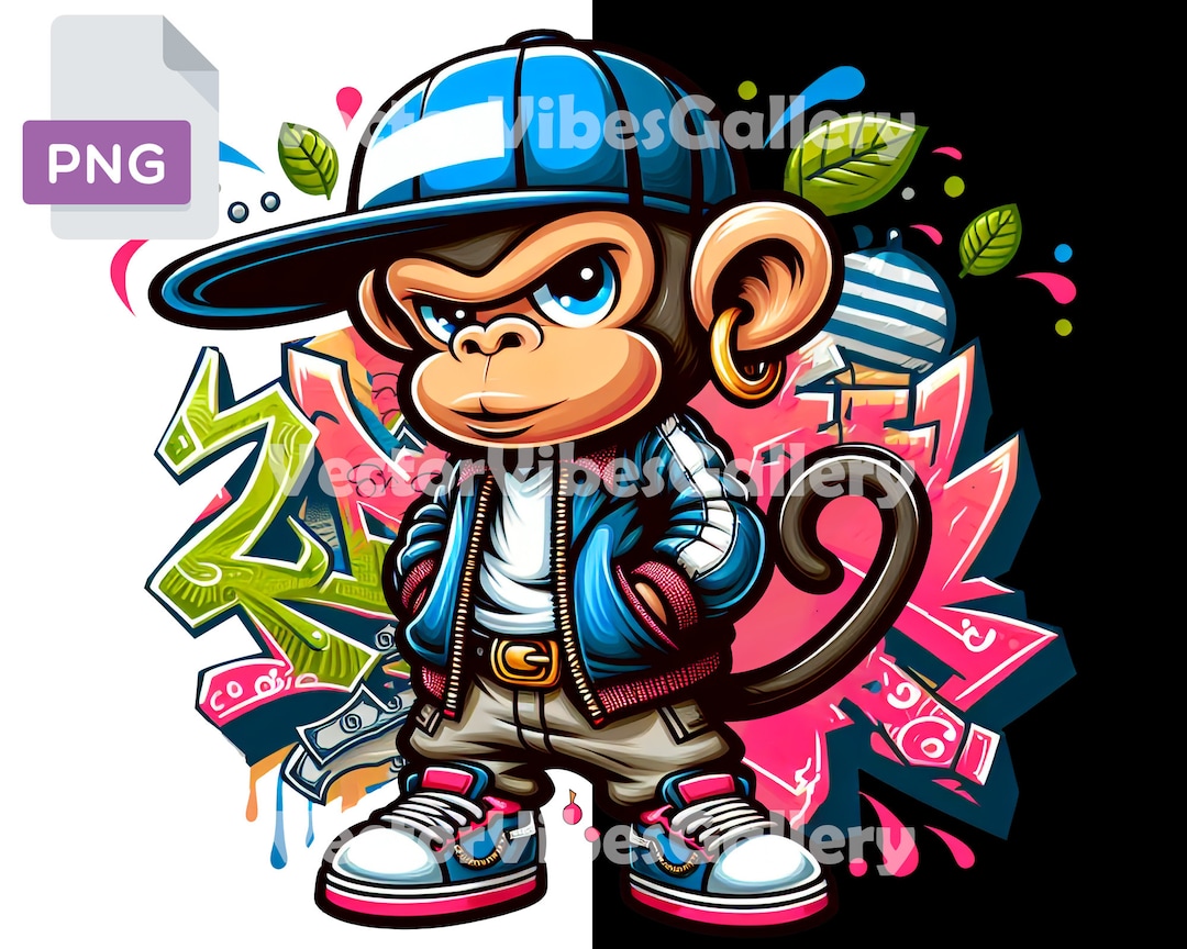 Urban Cartoon Monkey Png, Streetwear Sublimation Design, Funny Animal ...