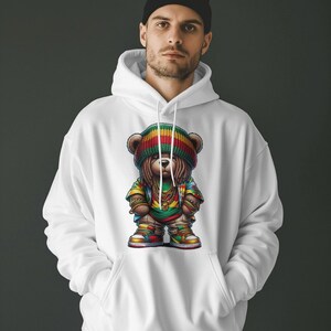 Retro Rasta Teddy Bear Png, Urban Sublimation Design, Trendy Jamaican ...