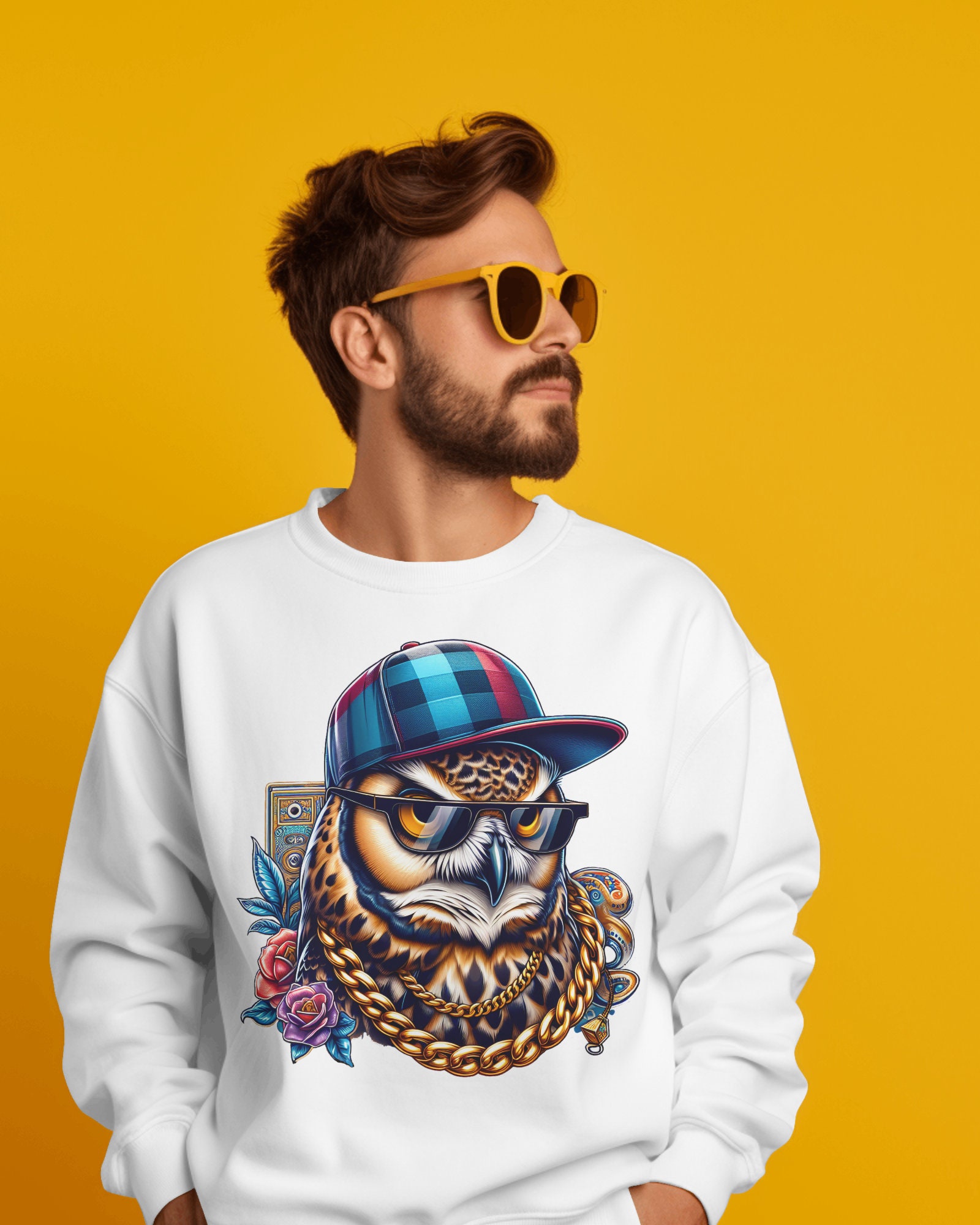 Streetwear Gangster Owl Png, Urban Sublimation Design, Colorful Floral ...