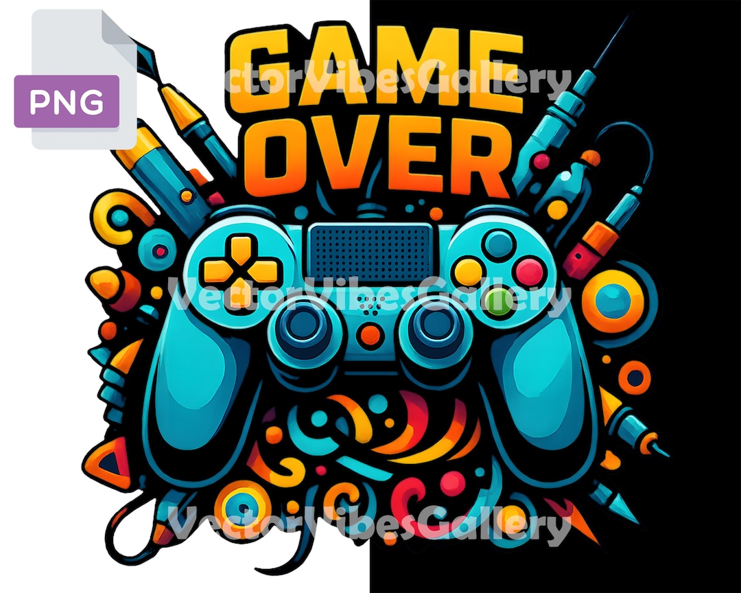 Game Over Controller PNG, Gamer Clipart, Video Game Controller Art ...