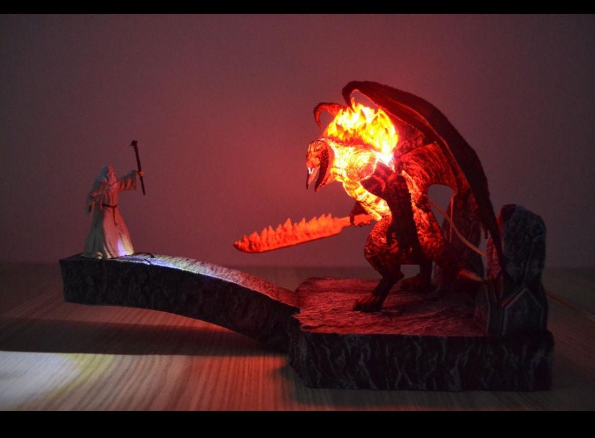 Gandalf Vs Balrog Lord Of The Rings Lotr Filament 3d Print Diaroma Room Decoration Movie Scene