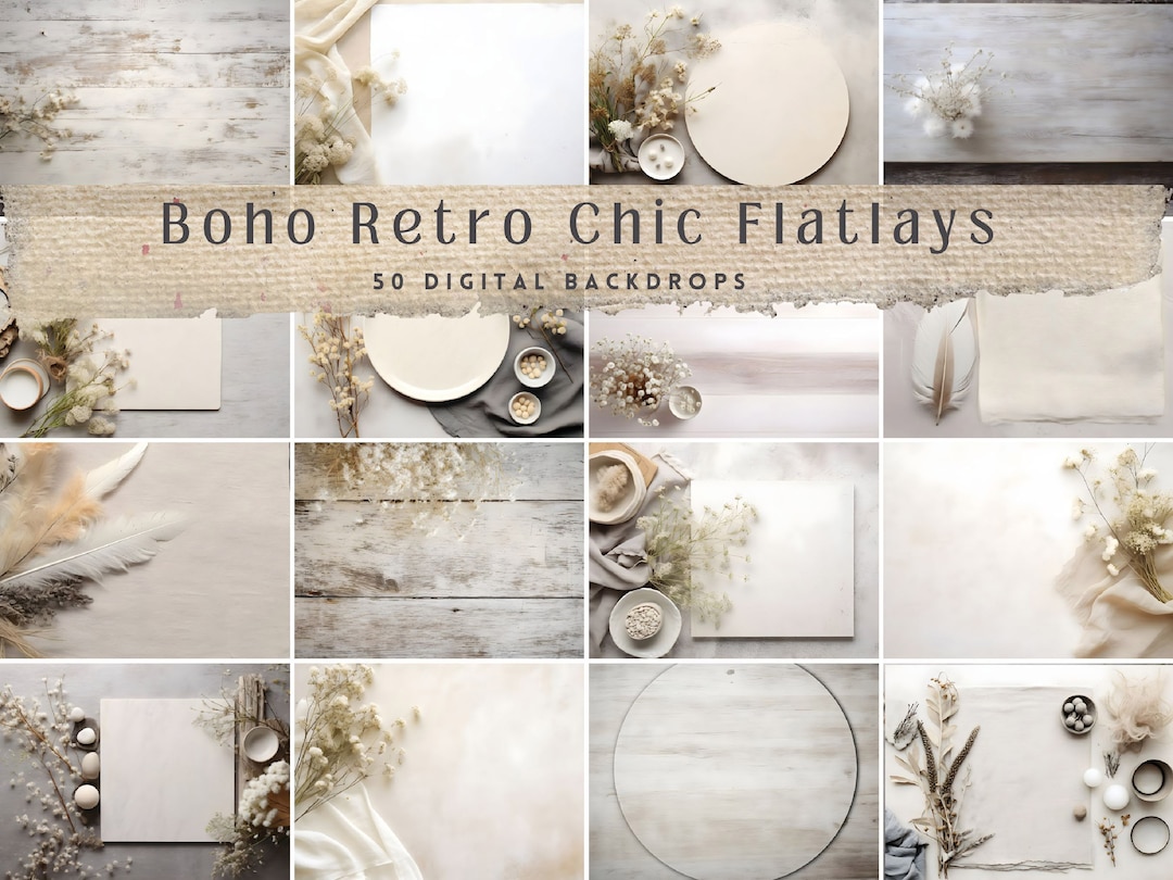 Boho Flatlay Mockup Bundle: 50 Blank Backdrops, Bohemian Blank Flatlay ...