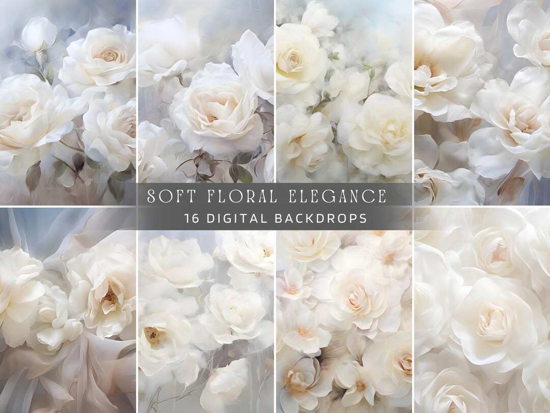 16 Fine Art White Floral Backdrops, Maternity and Wedding Overlays ...