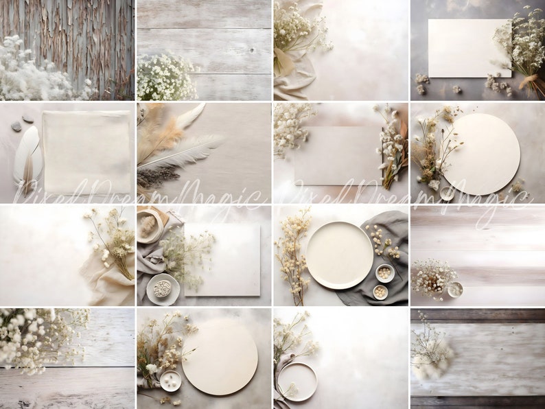 Boho Flatlay Mockup Bundle: 50 Blank Backdrops, Bohemian Blank Flatlay ...