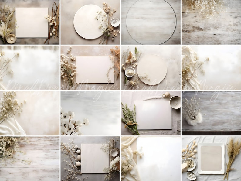 Boho Flatlay Mockup Bundle: 50 Blank Backdrops, Bohemian Blank Flatlay ...