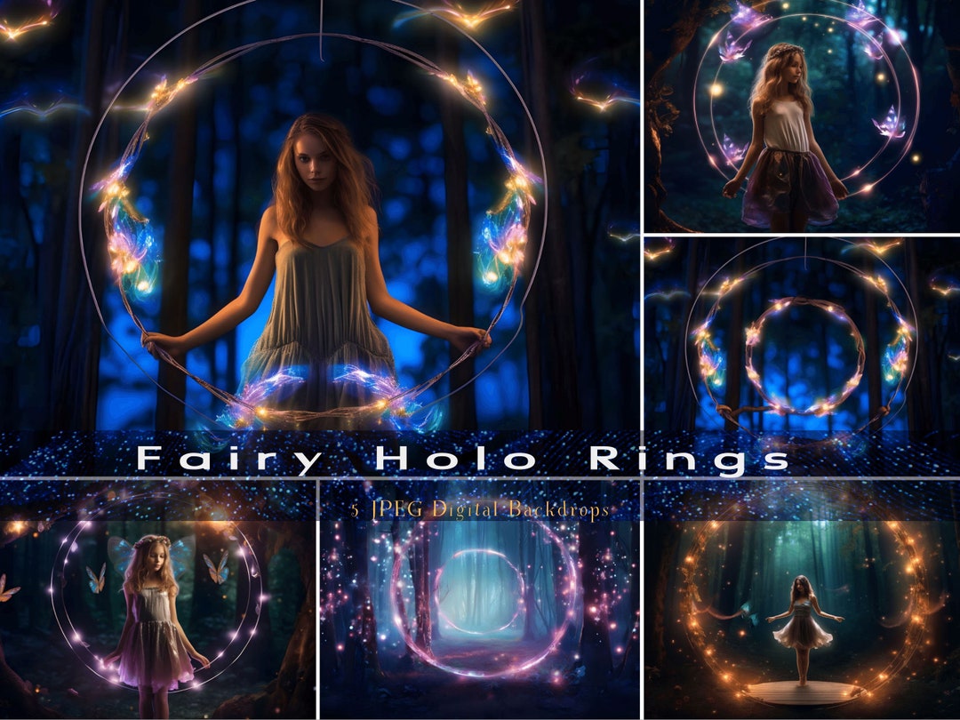 Fairy Holo Rings Digital Backdrops, Fairy Digital Background, Enchanted ...