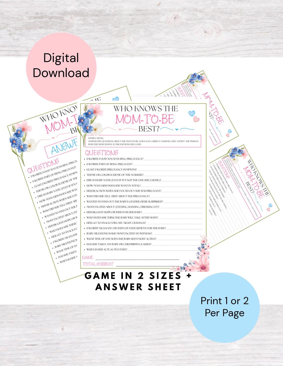 Baby Shower Trivia Games, Mom-to-be Trivia Games, Baby Shower ...