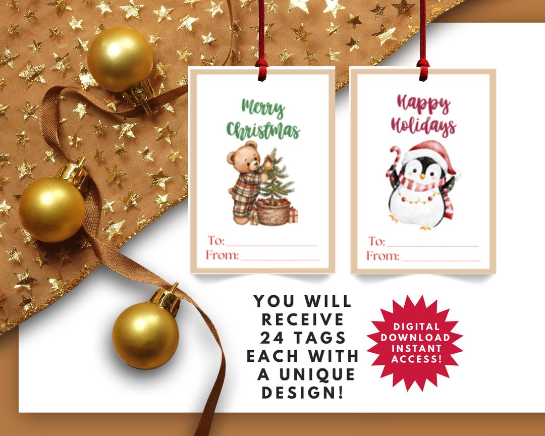 Christmas Gift Tags, Thank You Gift Cards, Gift Tag Bundle, Printable ...