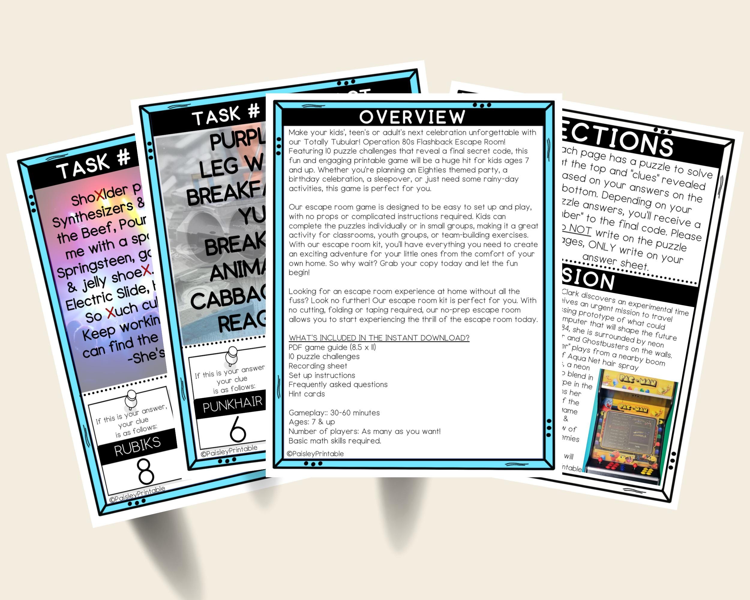 1980s Decade Escape Room, 80s Escape Room, Printable DIY Game, Family ...