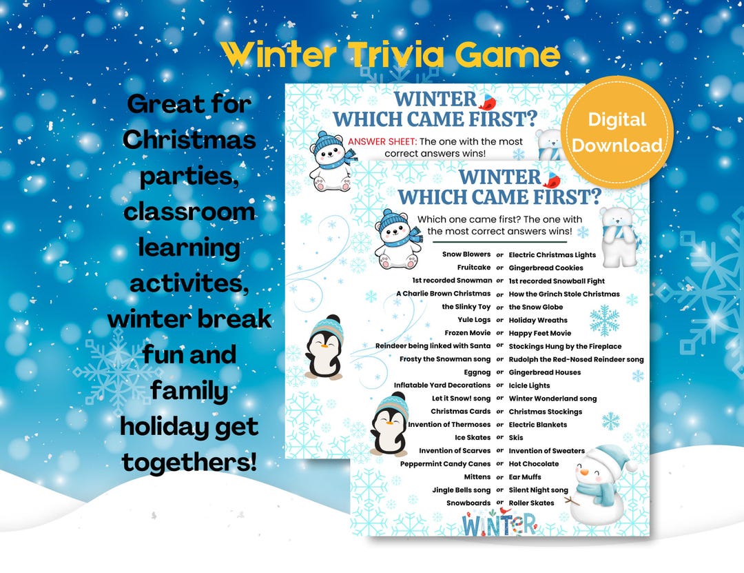 Winter Which Came First Printable Game, Family Holiday Activity ...