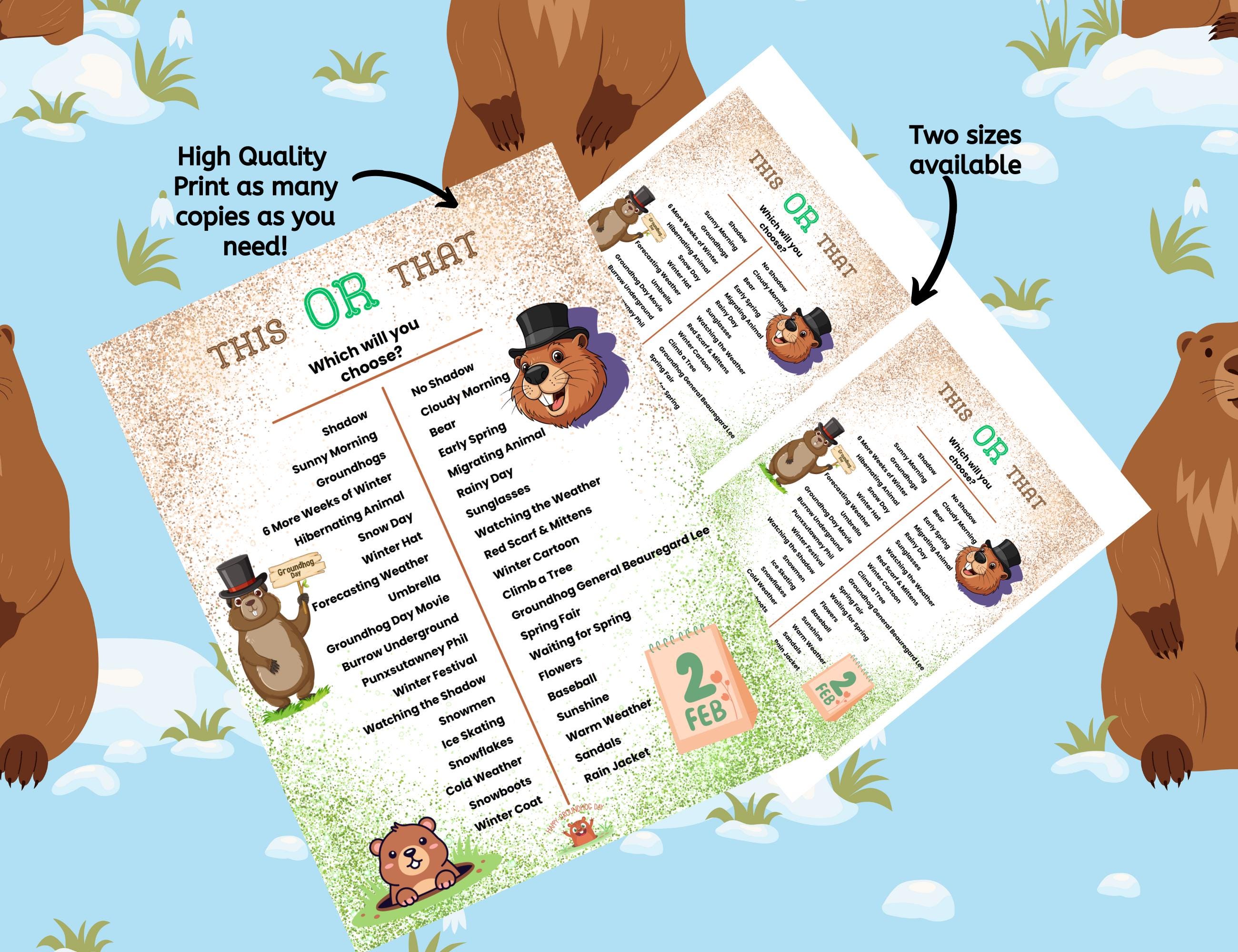 Groundhog Day This or That Printable Game, Family Groundhog Day ...