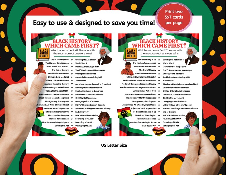 Black History Which Came First Printable Game, Black History Month ...