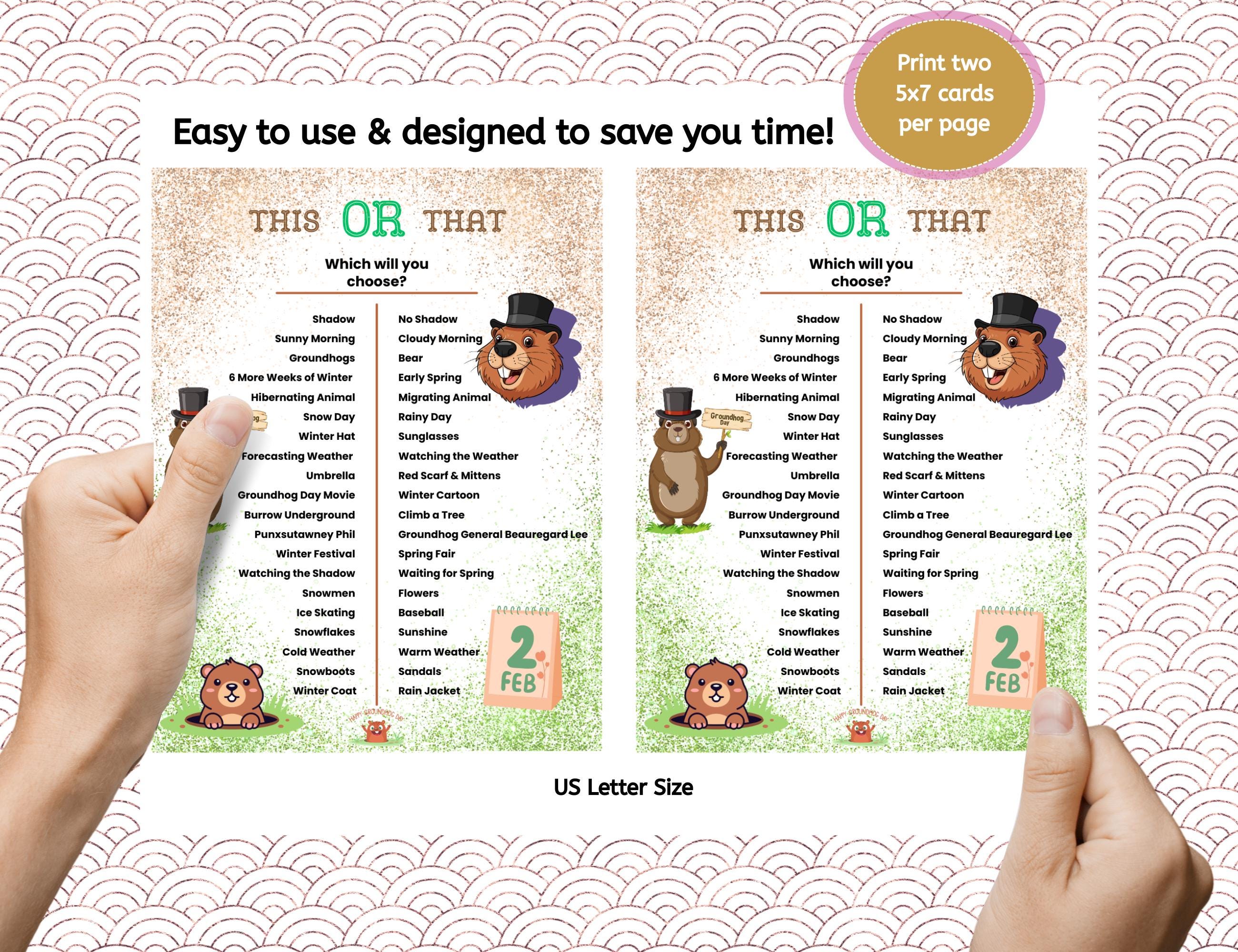 Groundhog Day This or That Printable Game, Family Groundhog Day ...