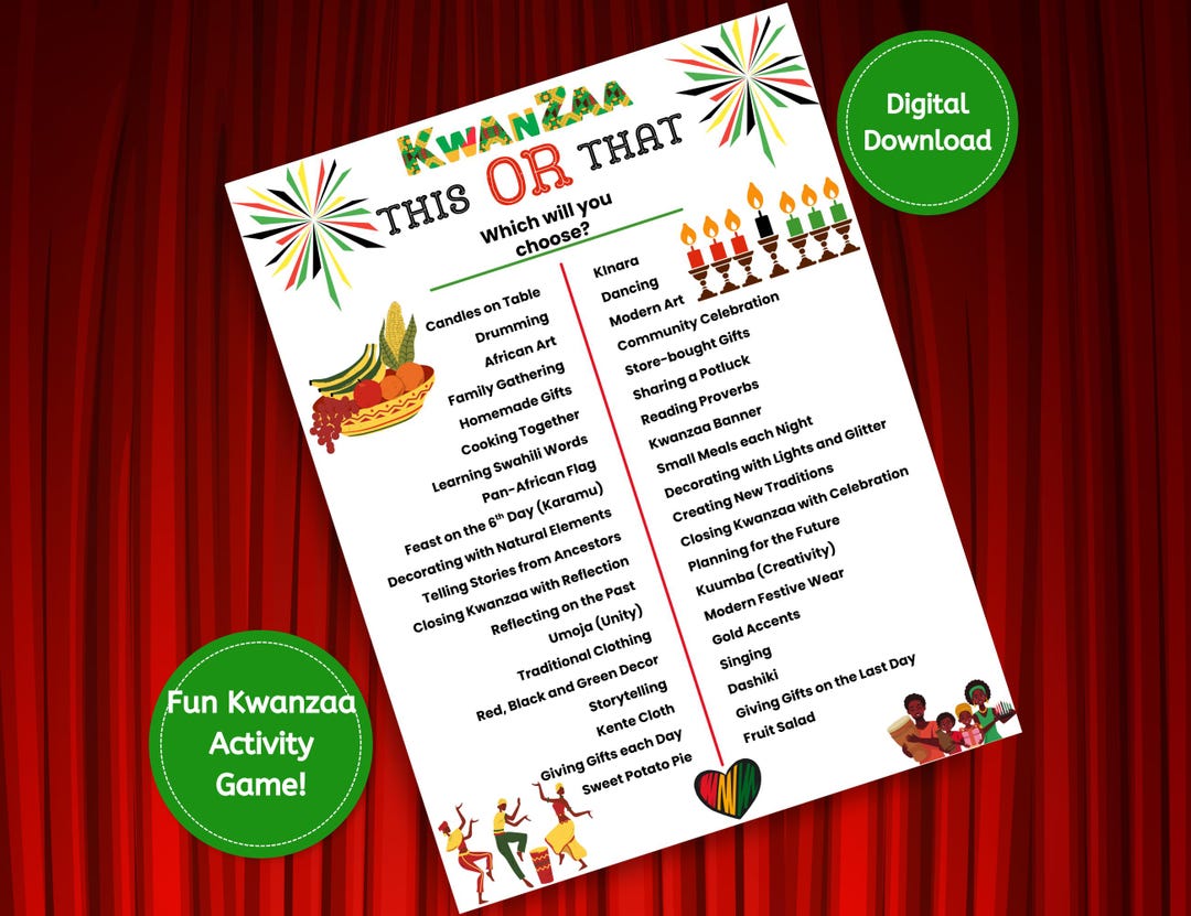 Kwanzaa This or That Printable Game, Kwanzaa Party Activity, African ...