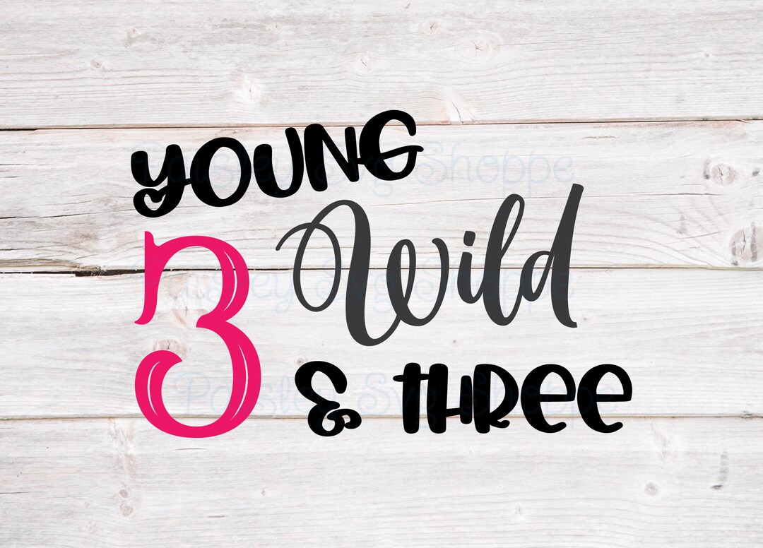 Young Wild & Three Svg, 3rd Birthday Svg, 3rd Birthday Shirt Svg, 3rd Birthday Party Svg, 3 ...