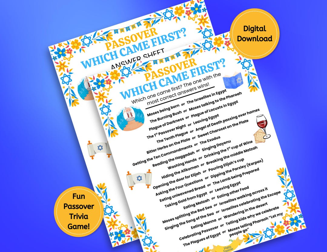 Passover Which Came First Printable Game, Family Passover Activity ...