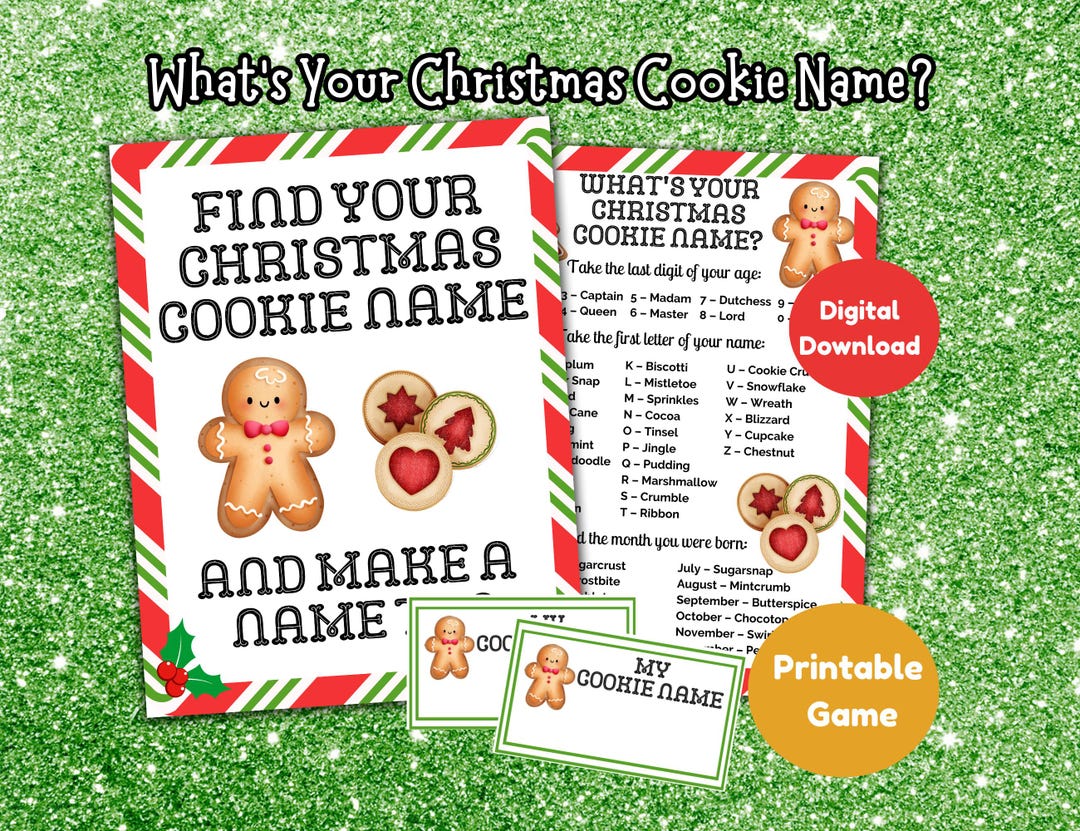 Christmas Cookie Name Game Printable, Cookie Exchange Activity Game ...