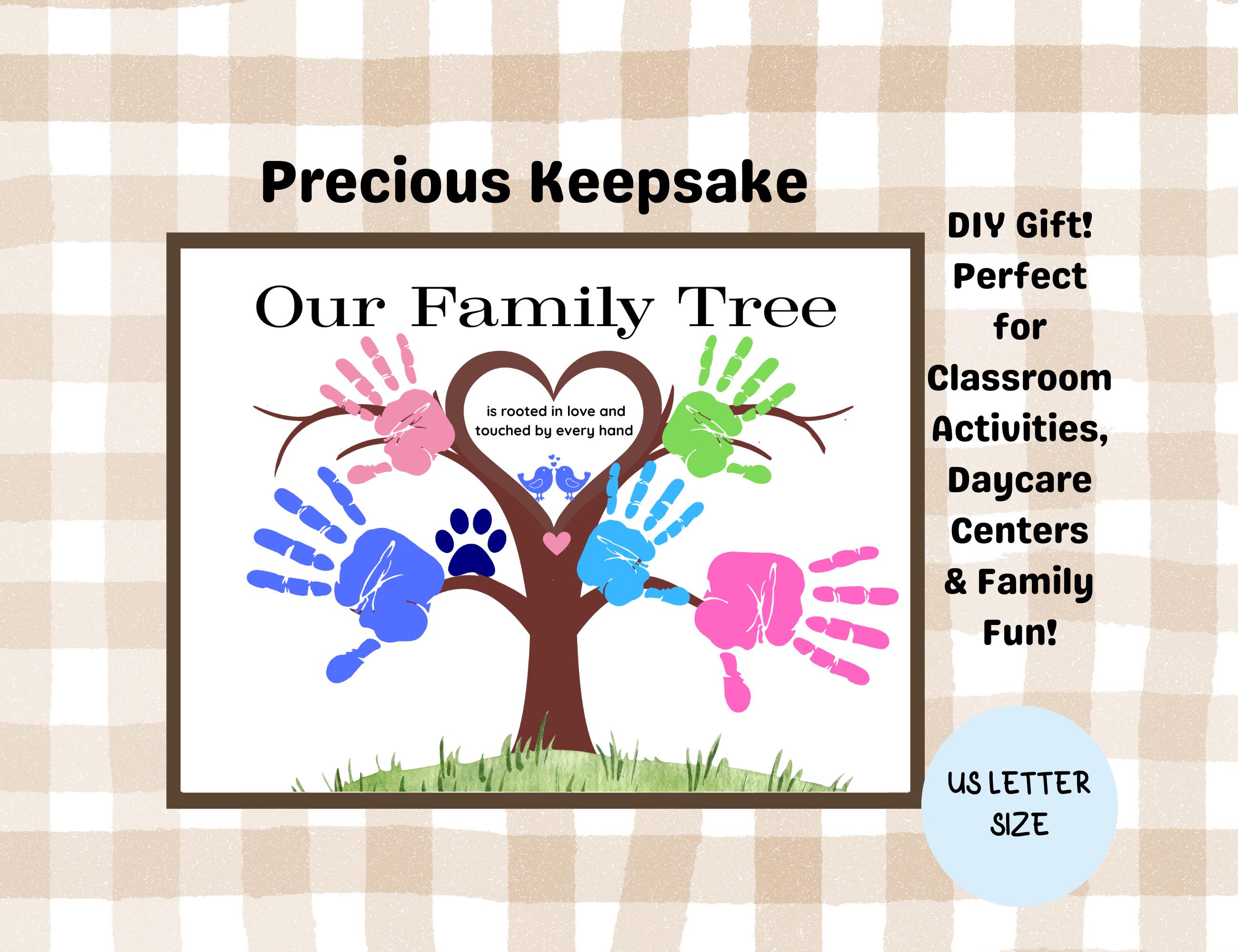 Family Tree Handprint Craft, Printable Activity Babies, Toddlers DIY ...