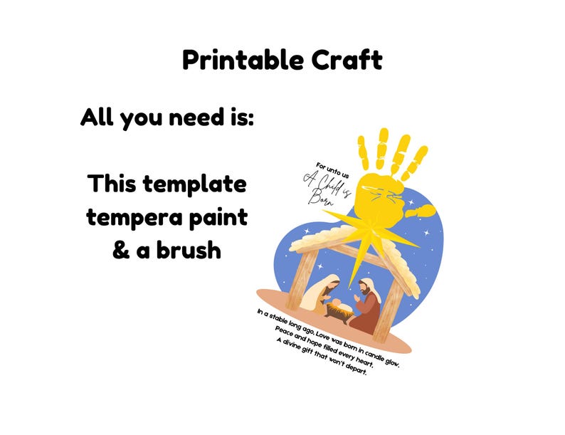 Nativity Handprint Craft, Printable Toddler Activity, DIY Keepsake Art ...