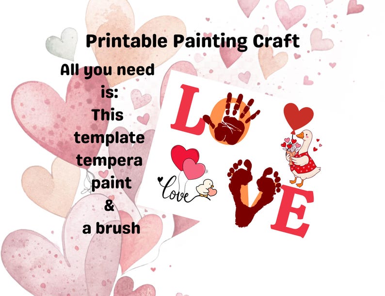 Love Handprint Craft, Printable Activity Babies, Toddlers DIY Keepsake ...
