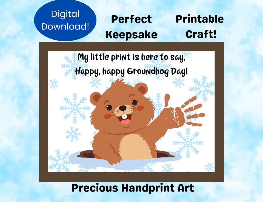 Groundhog Handprint Craft, Printable Activity Babies, Toddlers DIY ...