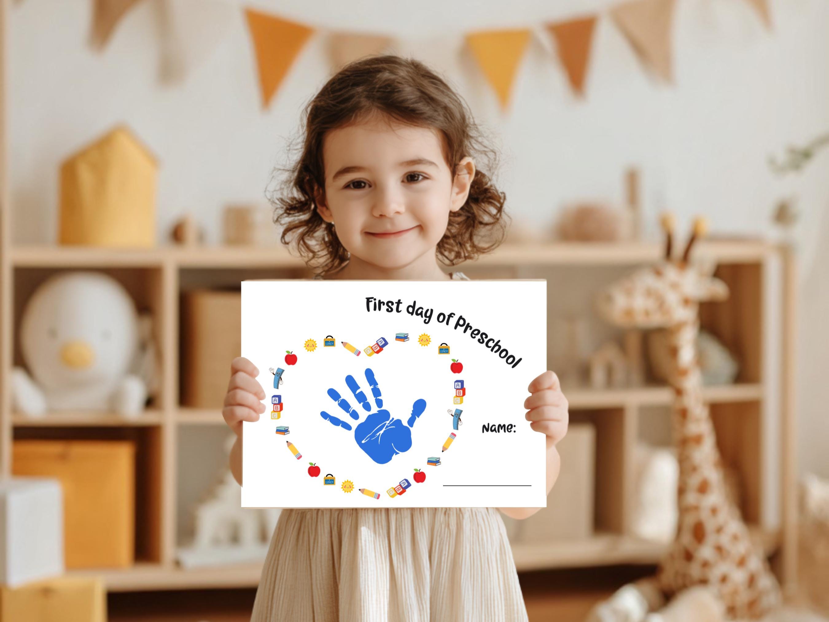 First Day Preschool Handprint Craft, Printable Activity Babies ...