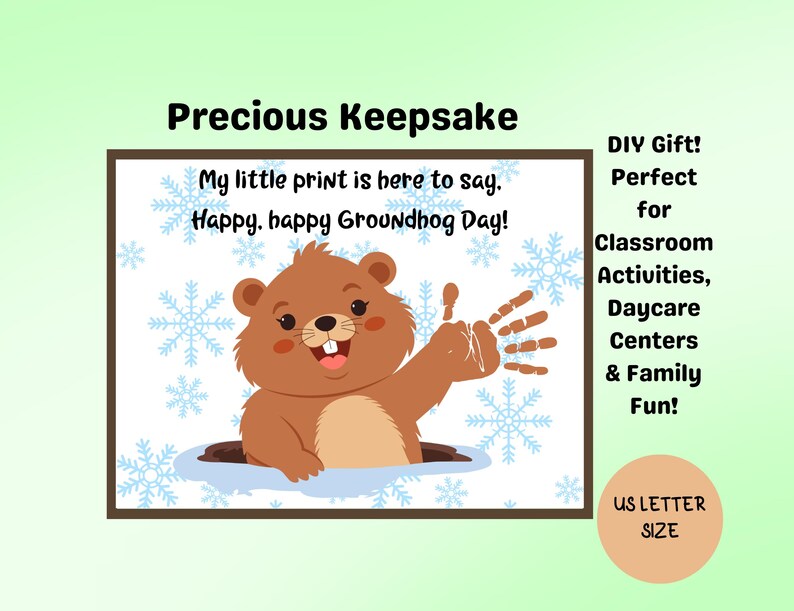 Groundhog Handprint Craft, Printable Activity Babies, Toddlers DIY ...