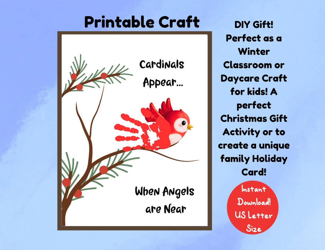 Cardinal Handprint Craft, Printable Activity Babies, Toddlers DIY ...