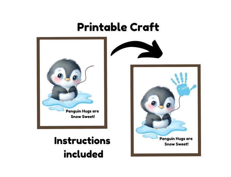 Penguin Handprint Craft, Printable Activity Babies, Toddlers DIY ...