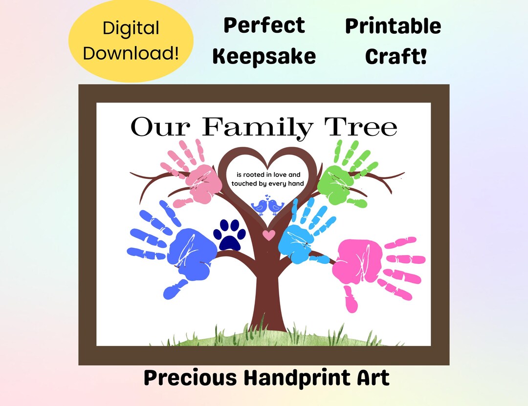Family Tree Handprint Craft, Printable Activity Babies, Toddlers DIY ...