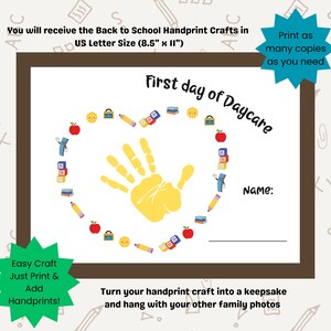First Day Daycare Handprint Craft, Printable Activity Babies, Toddlers ...