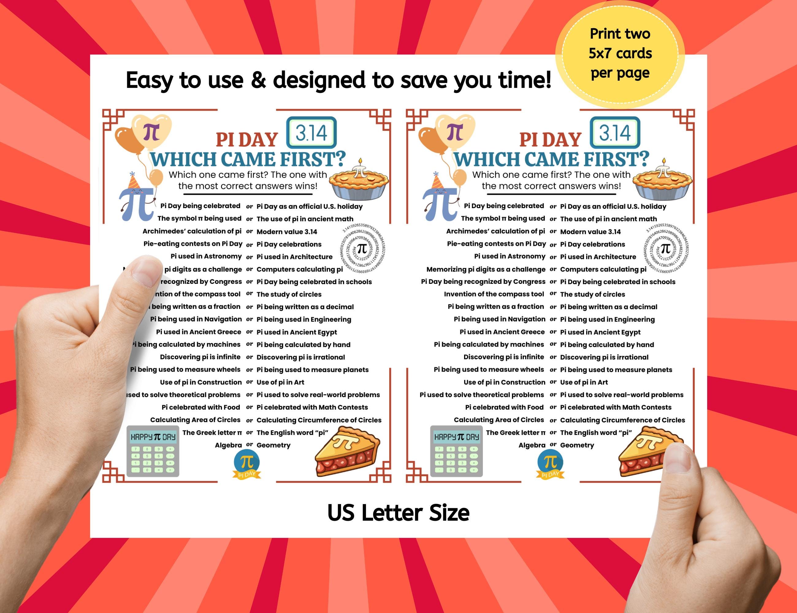 Pi Day Which Came First Game, Printable Pi Day Game for Kids and Adults ...