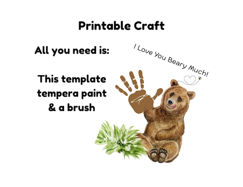 Honey Bear Handprint Craft, Printable Activity Babies, Toddlers DIY ...