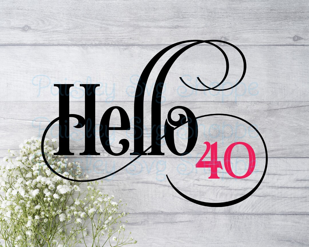 Hello 40 Svg, 40th Birthday Svg, 40th Birthday Shirt Svg, 40th Birthday ...