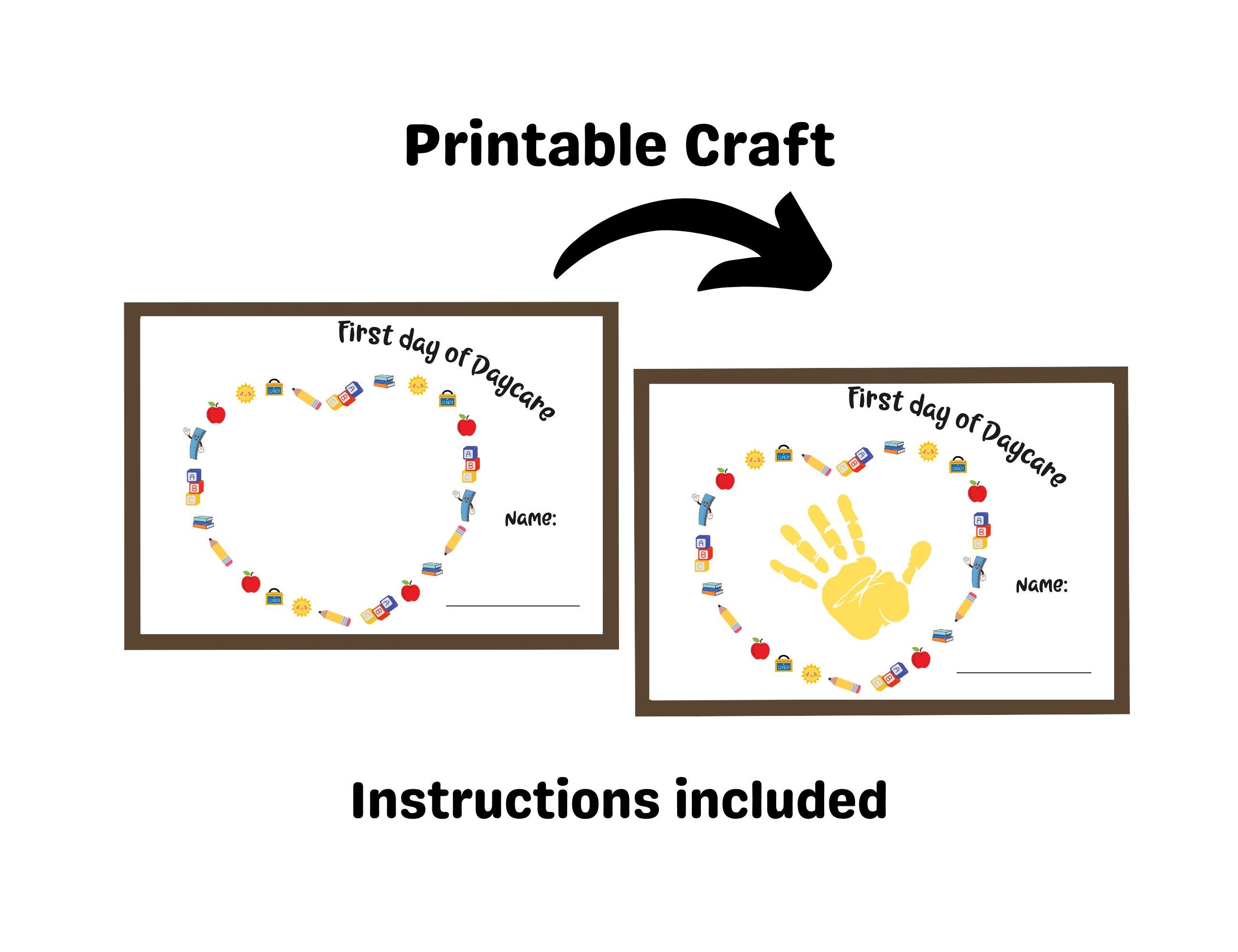 First Day Daycare Handprint Craft, Printable Activity Babies, Toddlers ...