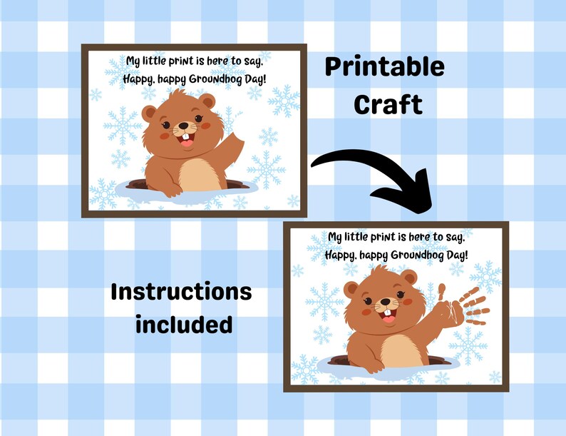 Groundhog Handprint Craft, Printable Activity Babies, Toddlers DIY ...
