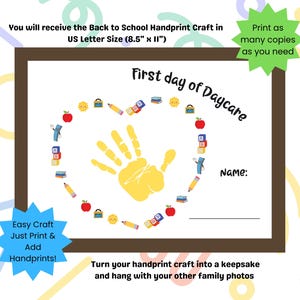 First Day Daycare Handprint Craft, Printable Activity Babies, Toddlers ...