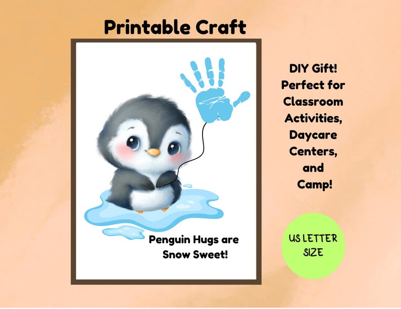 Penguin Handprint Craft, Printable Activity Babies, Toddlers DIY ...