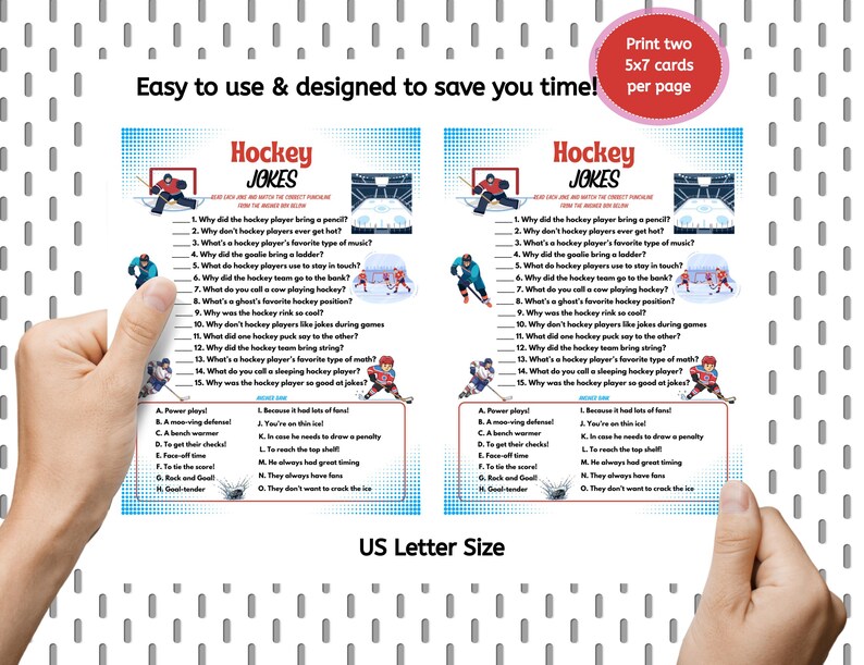 Hockey Jokes Printable Game, Hockey Trivia Game, Sports Jokes Activity ...