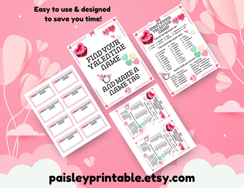 Valentine Name Game Printable, Valentine Day Activity Game, February ...