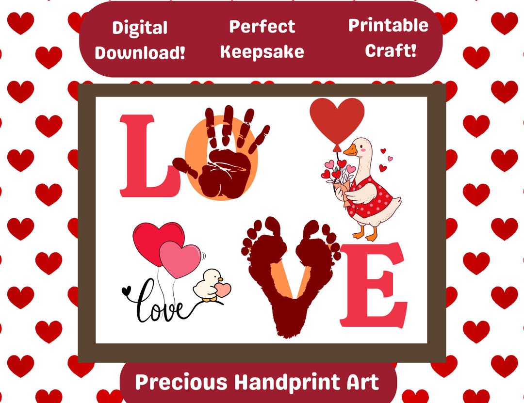 Love Handprint Craft, Printable Activity Babies, Toddlers DIY Keepsake ...