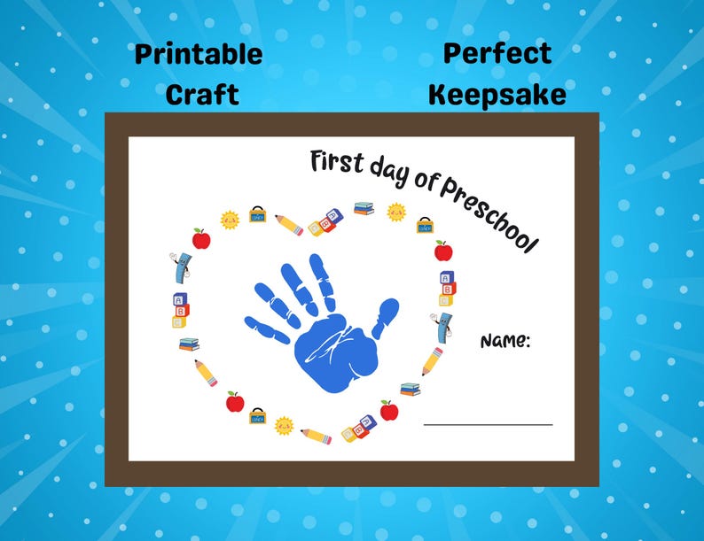 First Day Preschool Handprint Craft, Printable Activity Babies ...
