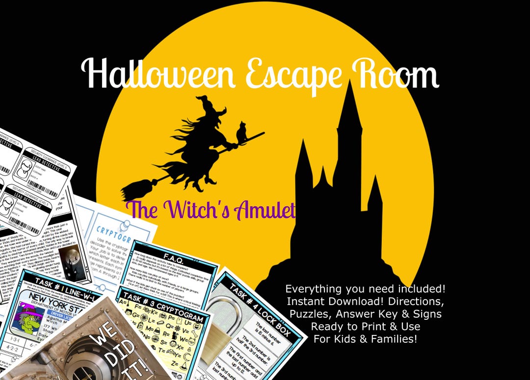 Halloween Escape Room, Witch Spell Printable DIY Game, Family Game ...
