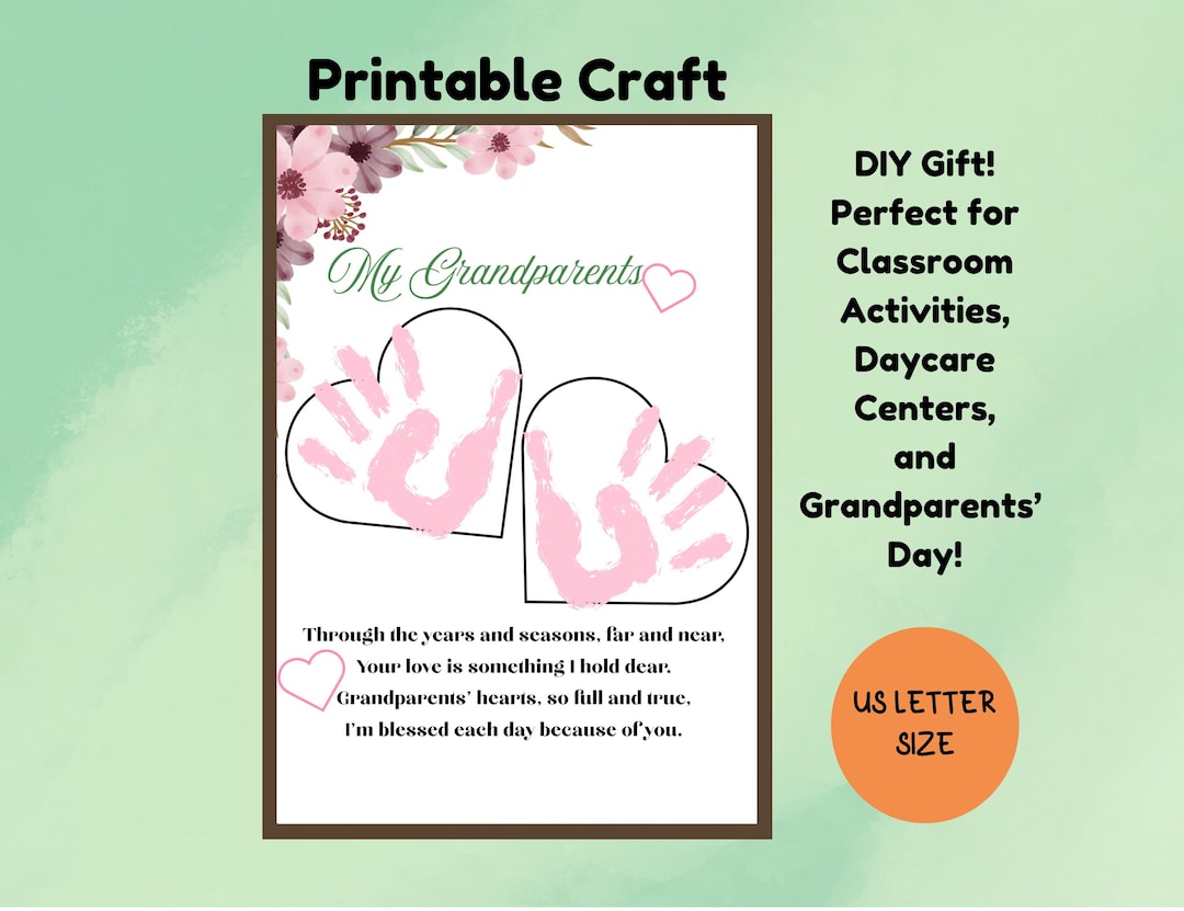 Grandparents Day Handprint Craft, Printable Activity Babies, Toddlers ...