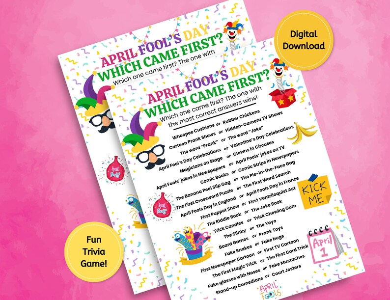 April Fool's Day Which Came First Printable Game, April Birthday Party ...