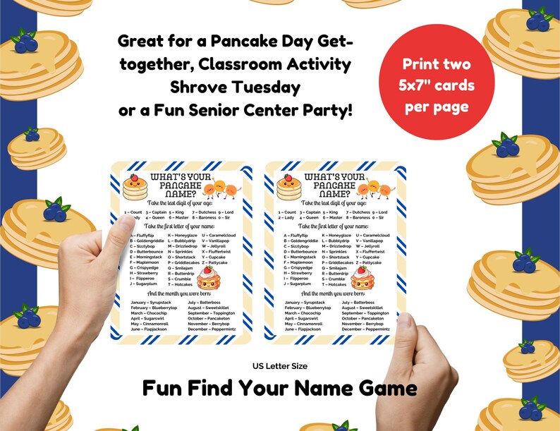 Pancake Name Game Printable, Pancake Day Activity Game, February ...